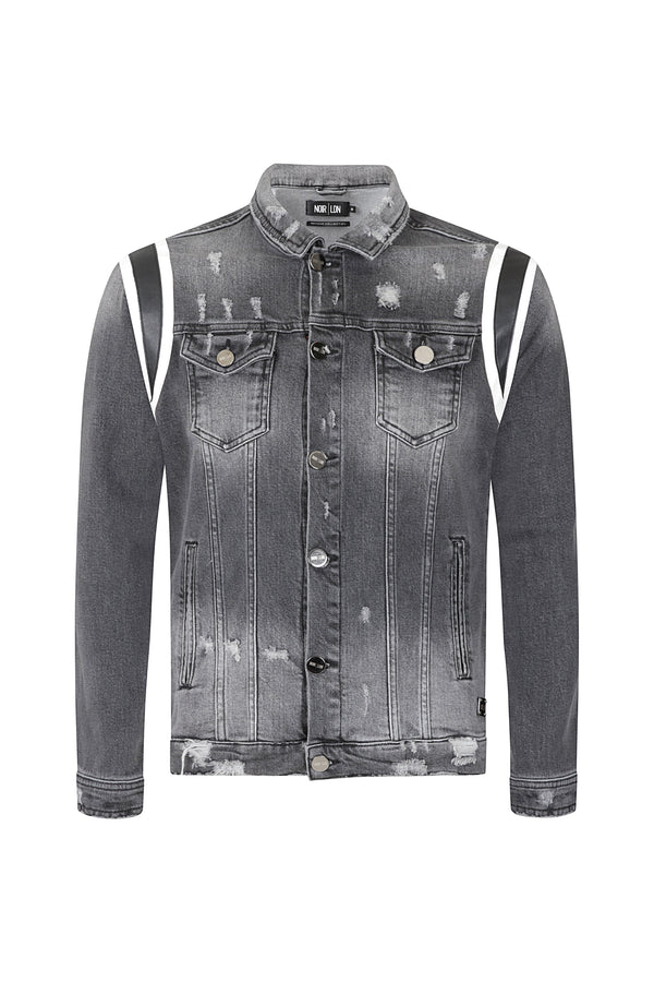 DENIM LEATHER PANEL JACKET - NOIR | LDN
