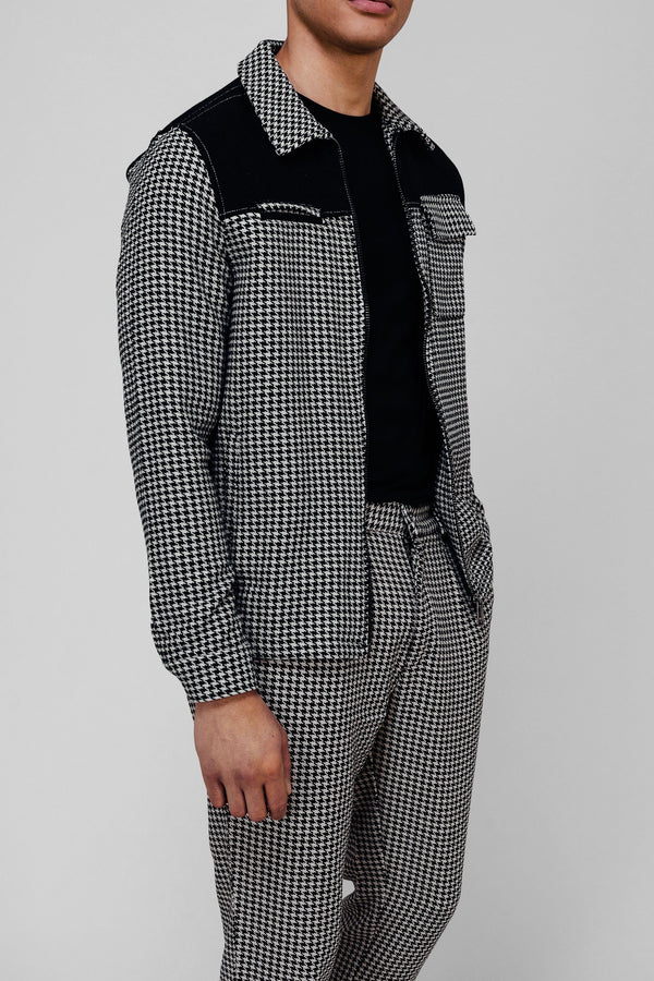 HOUNDSTOOTH PANEL JACKET - NOIR | LDN